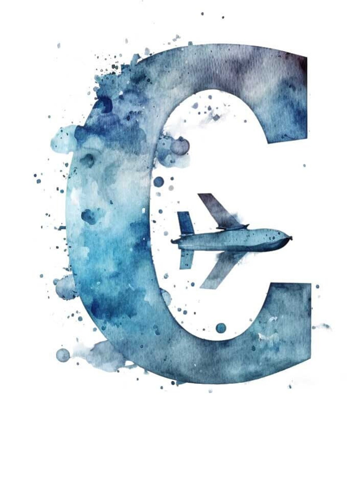 Custom Letter C Print Airplane Aviation Nursery Alphabet Art - Etsy