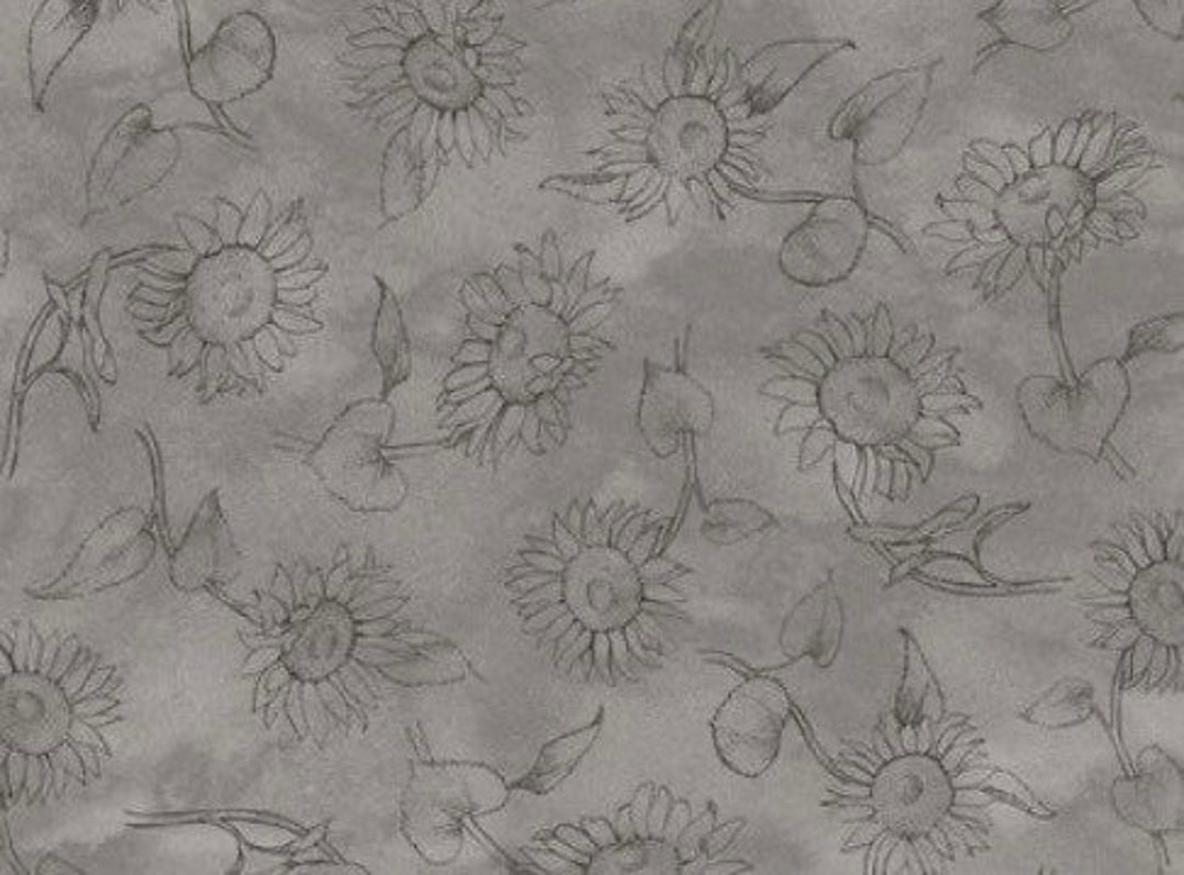 Sunflower-etching on Gray-sunflower Fields Collection-farm Fresh-p&b ...