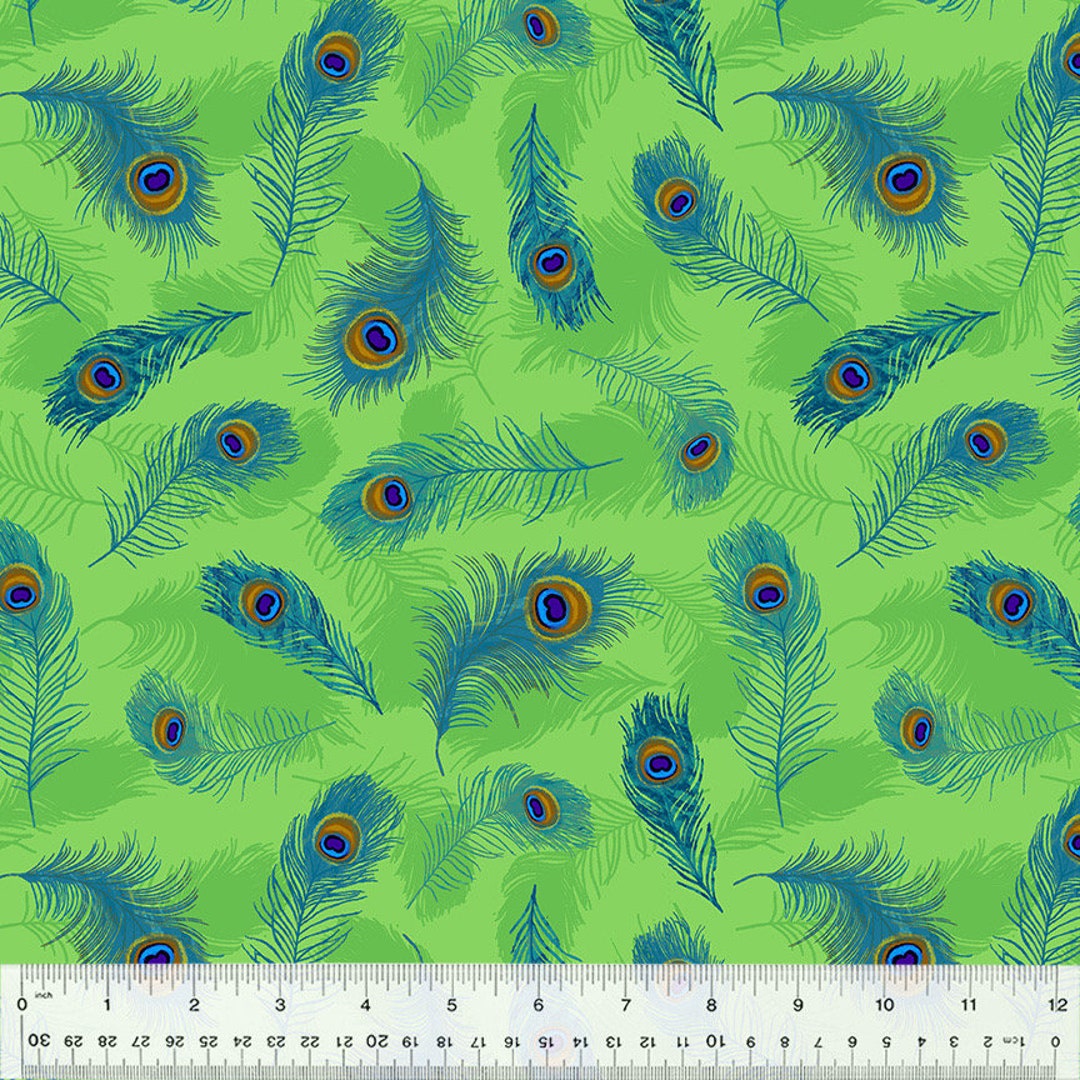 Promenade-peacock Quills-grass Green-whistler Studios-promenade Collection-windham Fabrics-100% ...
