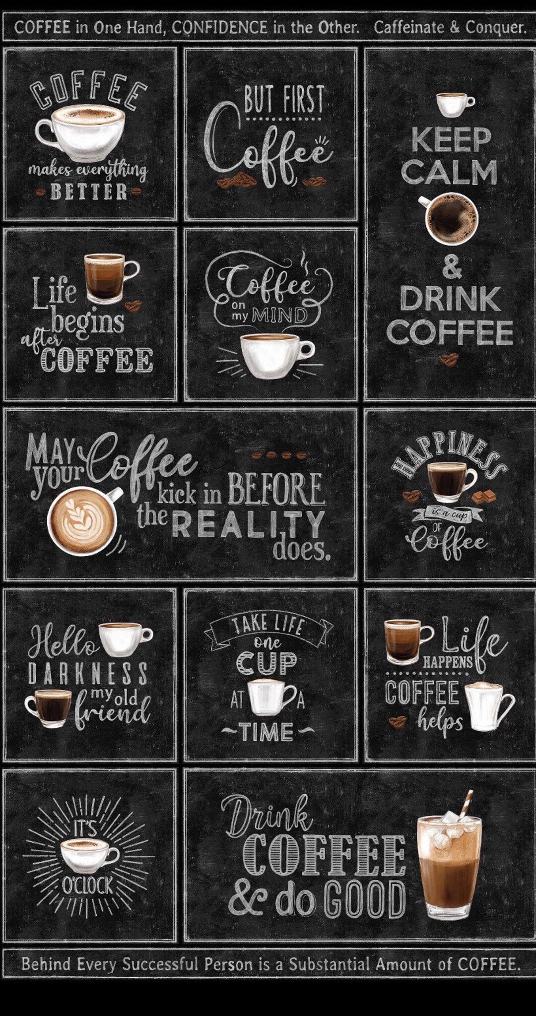 Coffee Blocks Panel-24 X 43chalkboard Black-blend-grind-brown Black ...