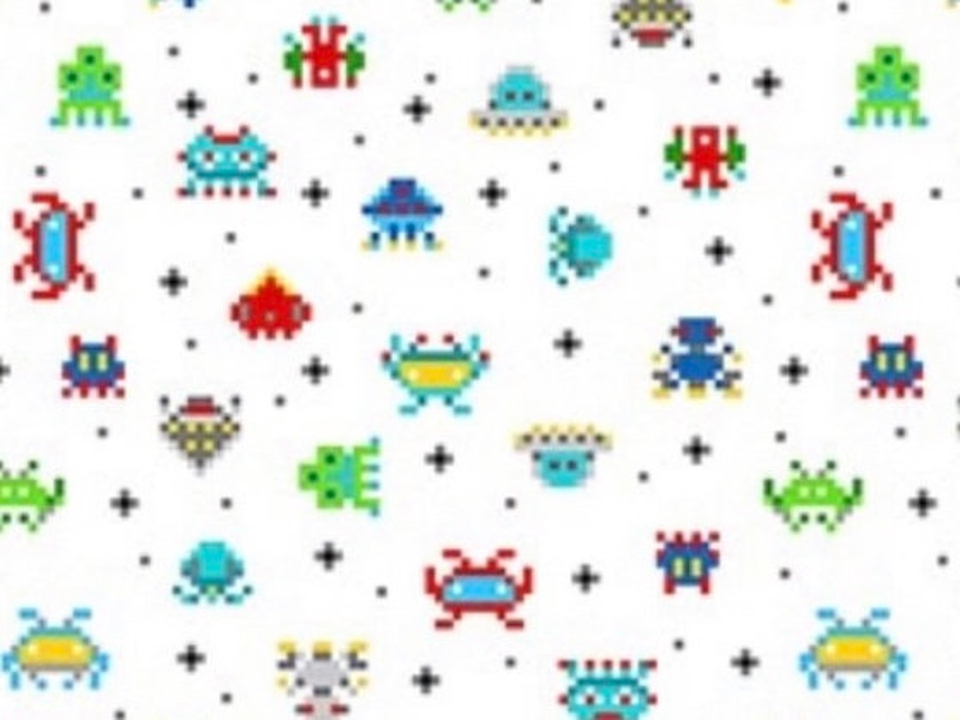 Space Invders-white Multi-gaming Zone Collection-northcott-deborah ...