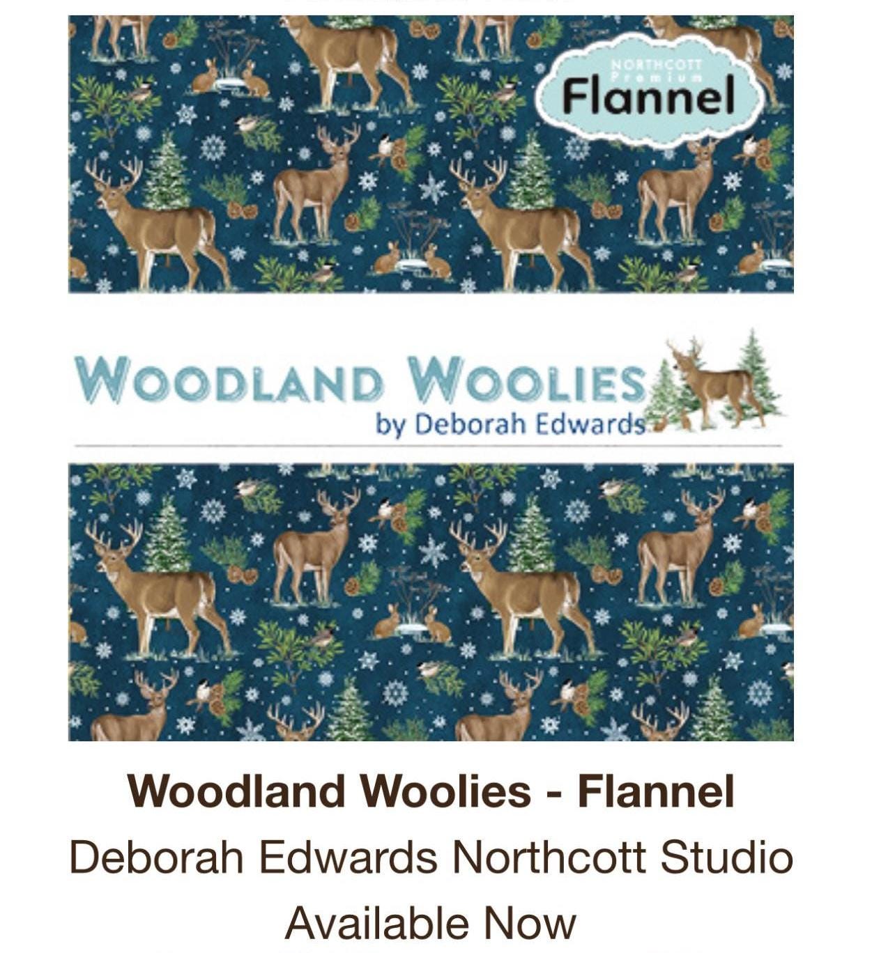 Snowflake-white and Blue-flannel-woodland Woolies Collection-by Deborah ...