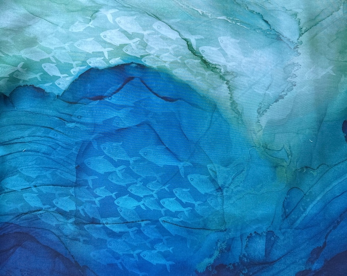 108” Wide Backing-ocean Waters and Fish-deep Blue Collection/deborah ...