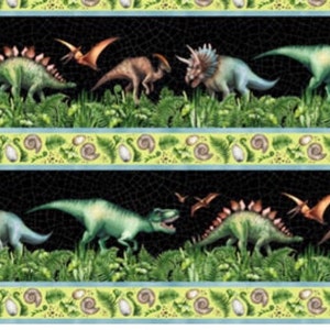 Dinosaurs-border Stripe-dino Jungle-paleo Tales Collection-northcott ...