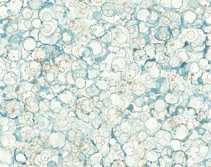 Midas Touch-shimmer-bubble Texture-blue-sage-gold-metallic-northcott ...