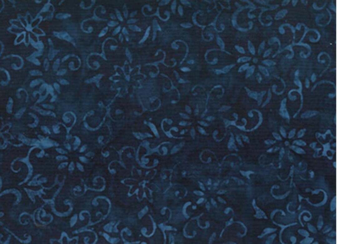 Batik-floral Swirl-denim-blue-banyan Batiks-bamboo Pavilion-northcott ...