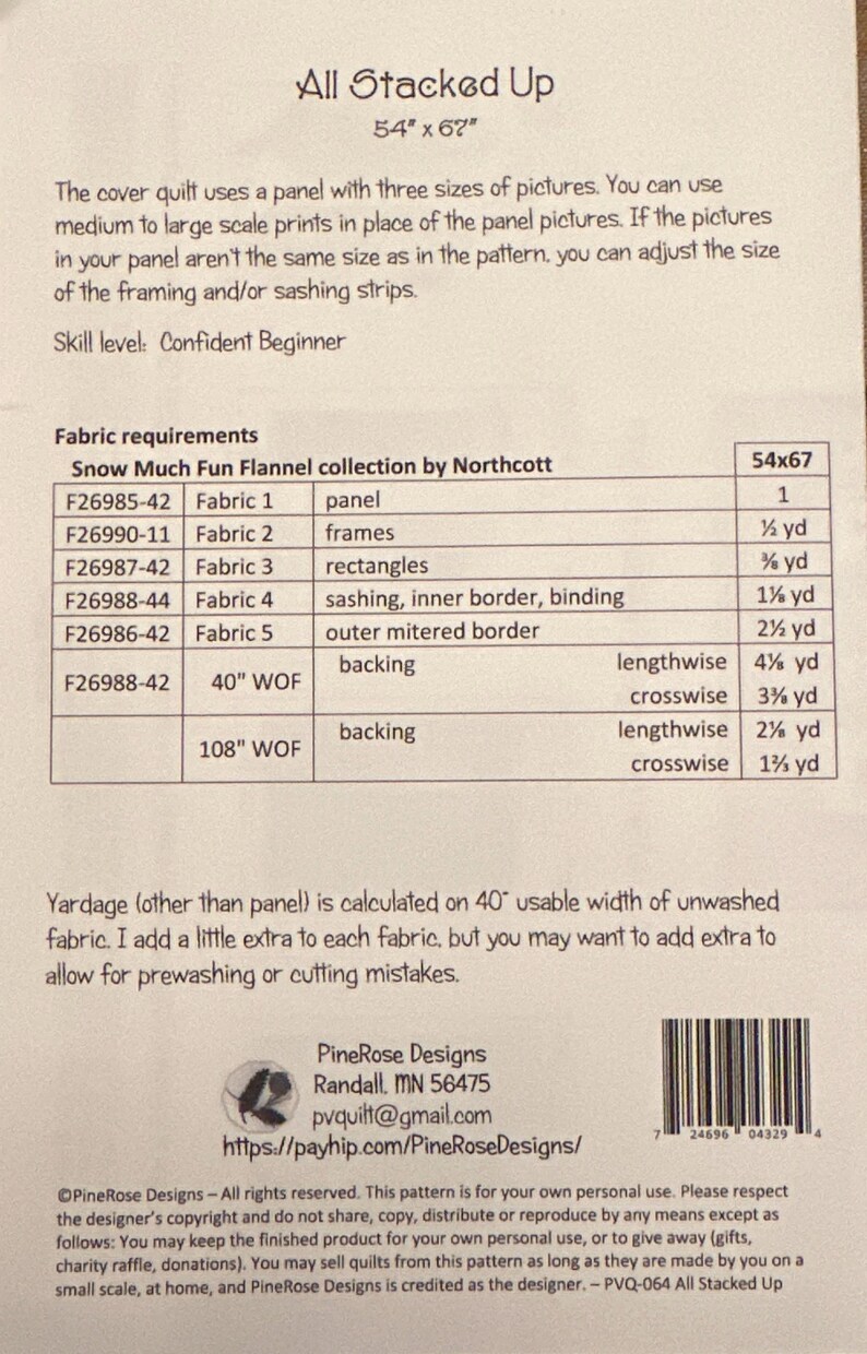 All Stacked Up-quilt Pattern-designed by Pinerose Designs-54 X 67 Quilt ...