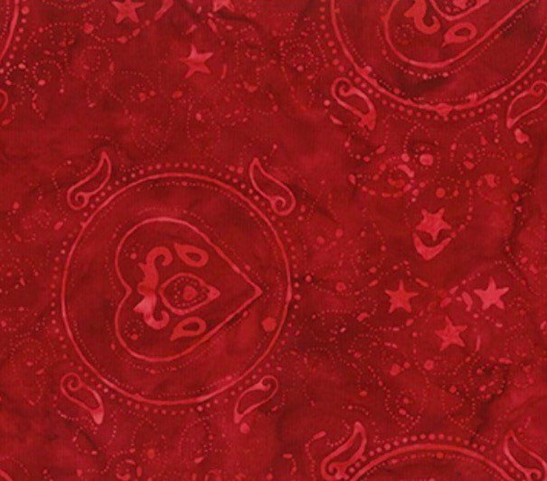 Batik Hearts Red Banyan Batiks Bandana Collection Star Flag Liberty 100