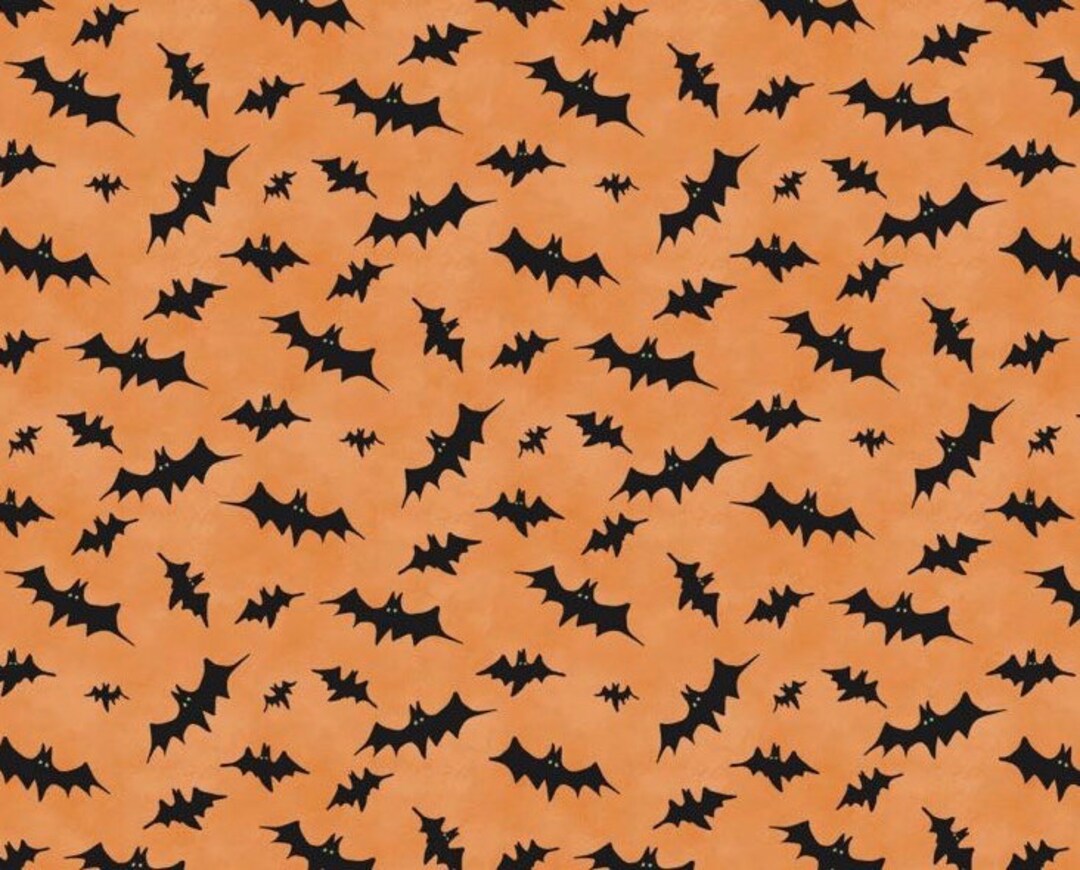 Bats-orange Black-boo Crew Collection-susan Winget-wilmington Prints ...