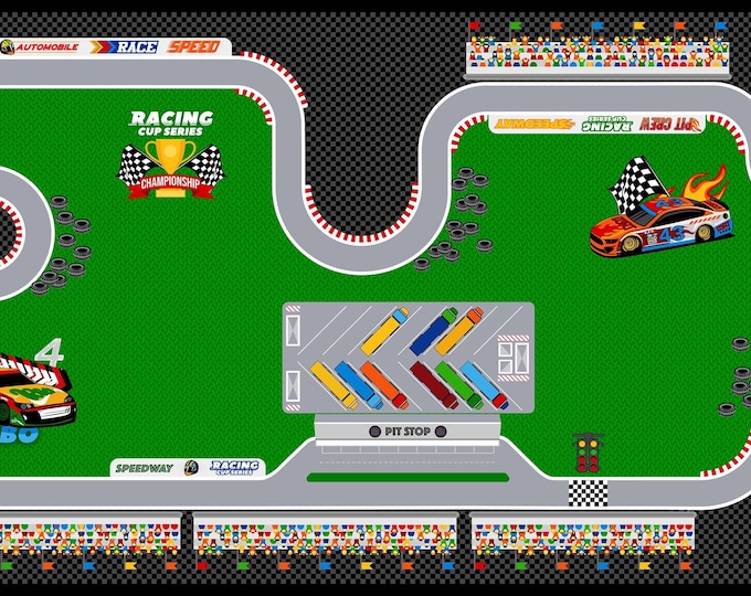 Turbo Speed-race Track Panel-24” X 43”-cars-black-northcott-fernanda ...