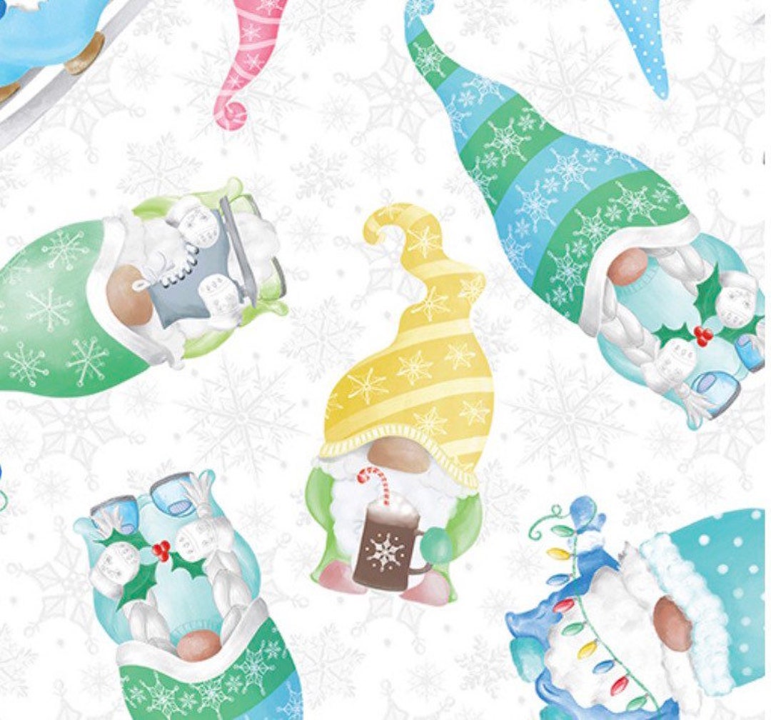 Snowy Gnomes-white-gnome Wonderland Collection-andi Metz-benartex-100% ...