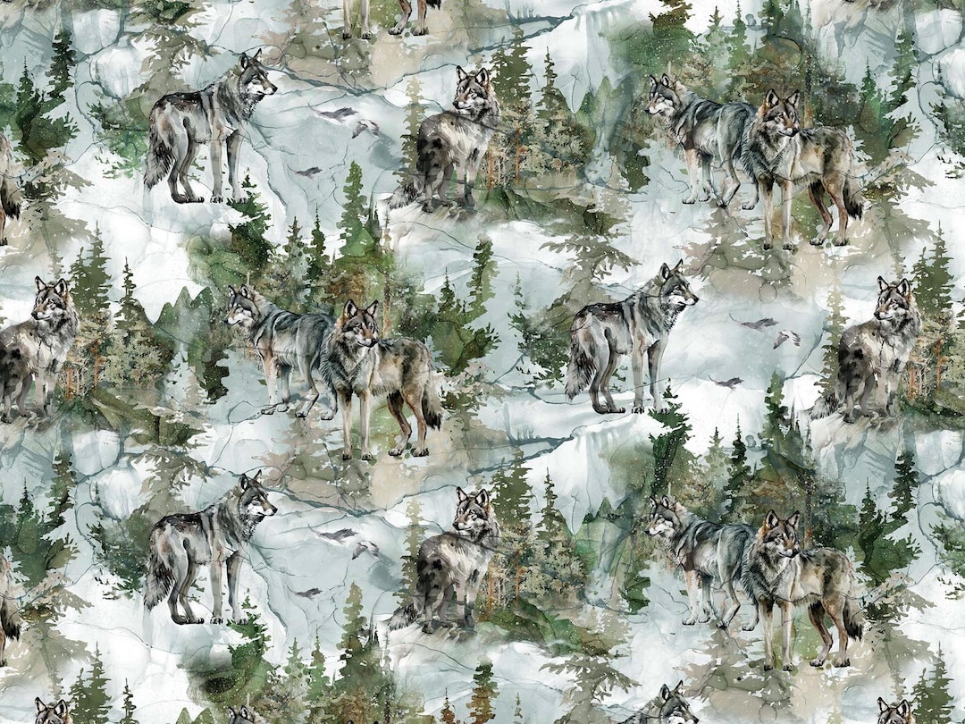 Lone Wolf Collection-wolf Scenic-northcott Fabrics-deborah Edwards ...