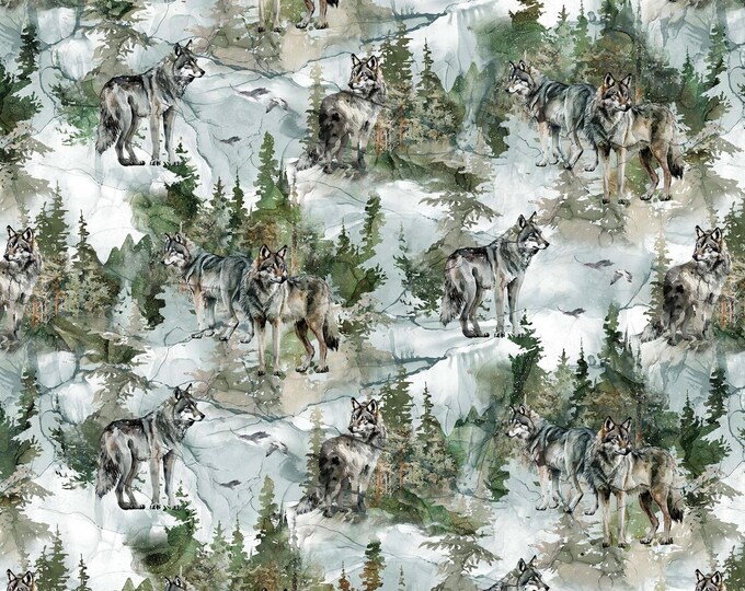 Lone Wolf Collection-wolf Scenic-northcott Fabrics-deborah Edwards ...