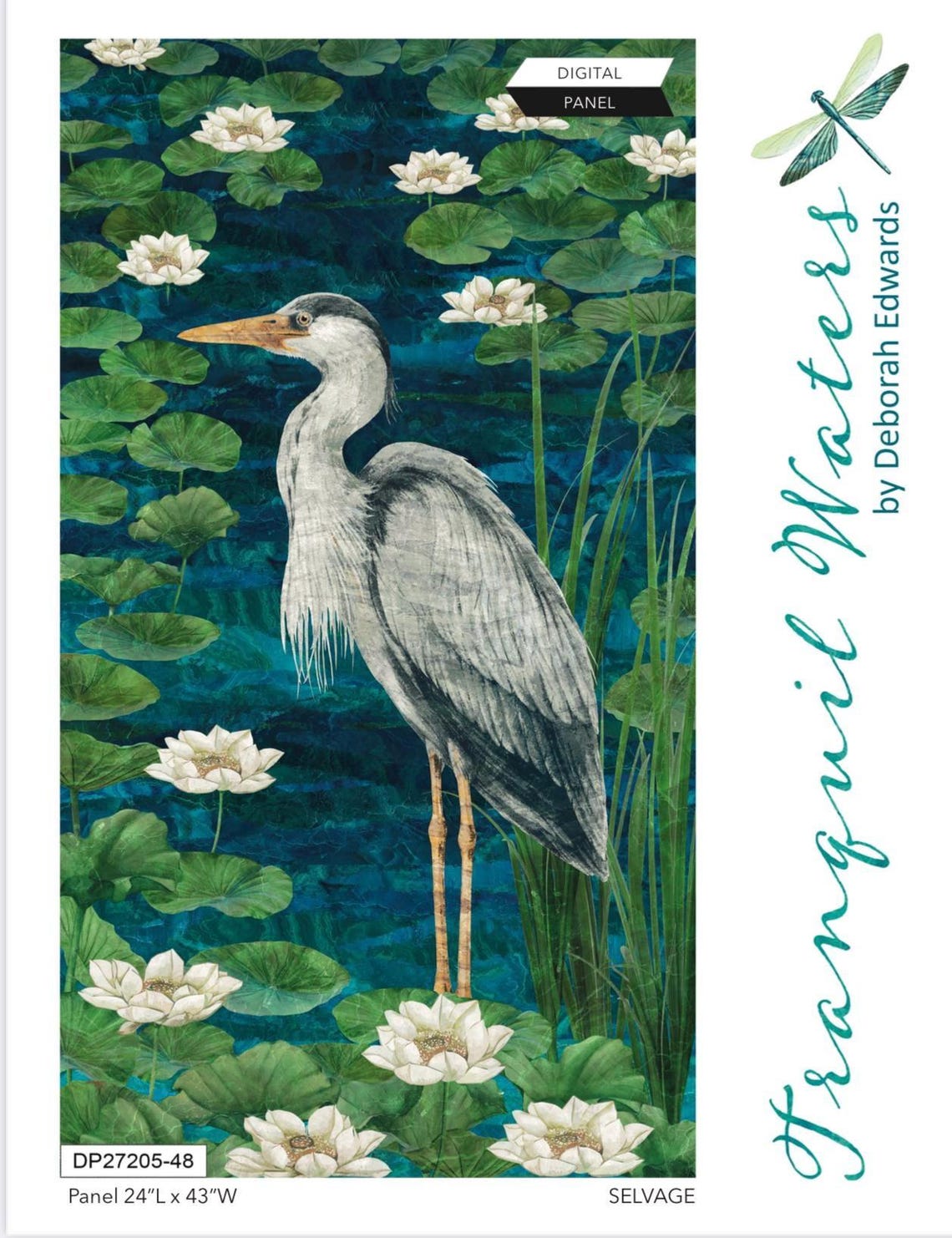 Tranquil Waters-dragonflies-turquoise-deborah Edwards for Northcott ...