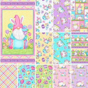 Easter Gnomie Panel-hoppy Easter Gnomies Collection-henry Glass-comiskey-spring-100% Cotton ...
