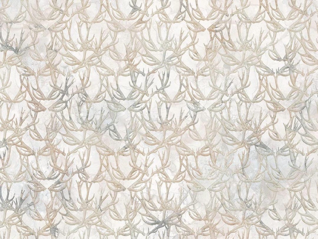 Highland View-antlers-cream-mountain-northcott Fabrics-deborah Edwards ...