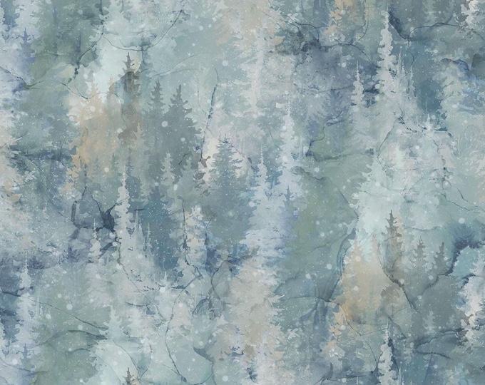 Highland View-trees-mountain-light Blue-northcott Fabrics-deborah ...