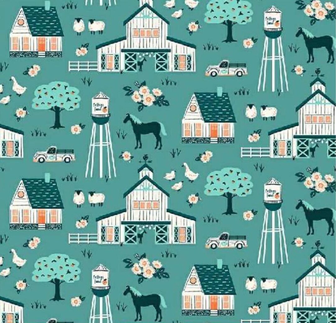 Cottage Farm-vignette-hosta-teal-green-barn-horse-sheep-truck-judy ...
