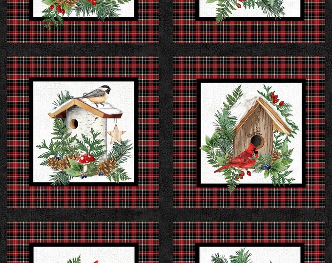 Winter Song-bird House Panel-24” X 43”-green-red-deborah Edwards ...