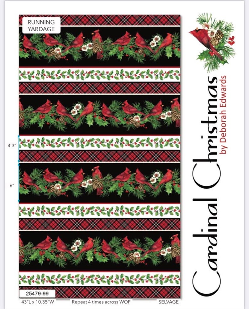 Stocking Panel-white-24” X 43”-cardinal Christmas Collection-deborah ...