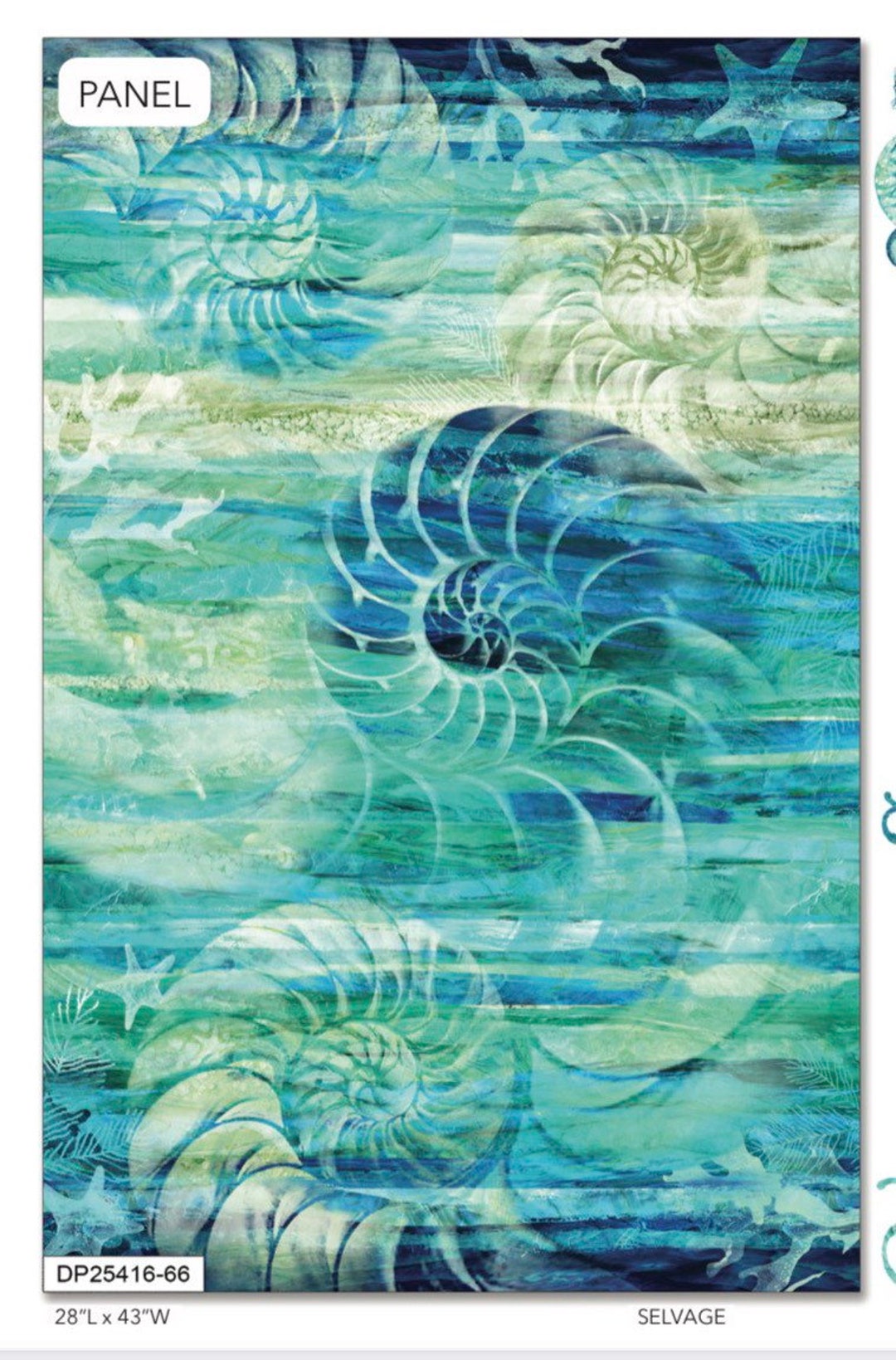 Nautilus Shell Quilt Panel-28x43vitamin Sea Collection-northcott-deborah Edwards-melanie Samra ...