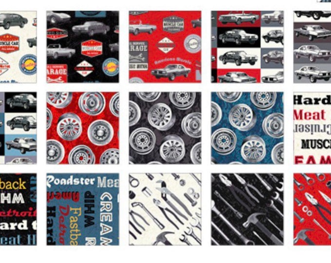 Classic Cars-fat Quarter Bundle-15 Piece-windham Fabrics-american ...