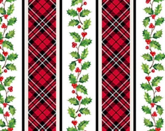 Border Stripe-white Red-cardinal Christmas Collection-deborah Edwards ...