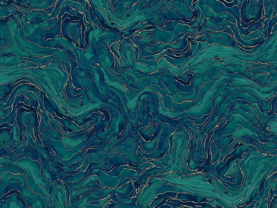 Midas Touch-shimmer-wave Texture-teal-gold-northcott-deborah Edwards-melanie Samra-100% Cotton ...