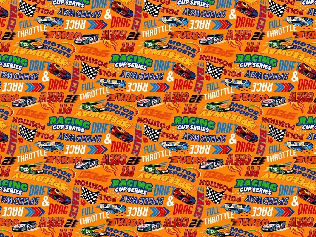Turbo Speed-racing Words-orange-northcott-fernanda Motta-100 Percent ...