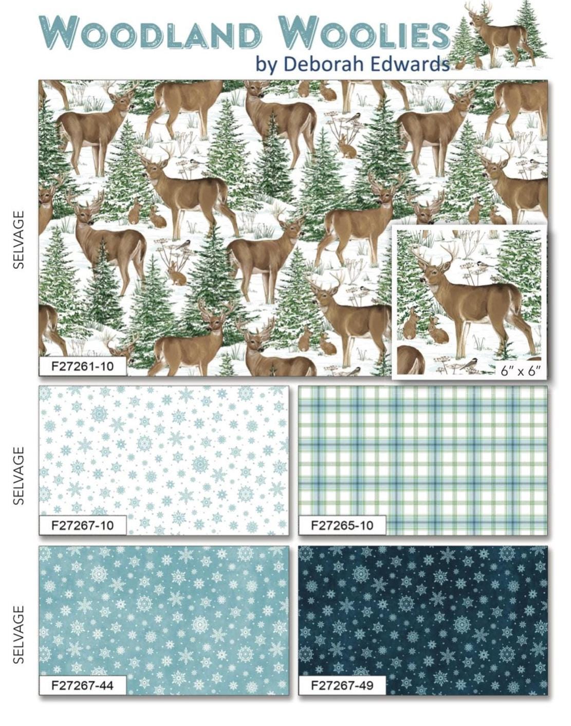 Snowflake-white and Blue-flannel-woodland Woolies Collection-by Deborah ...