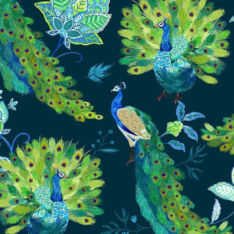 Peacock Print Fabric - Etsy