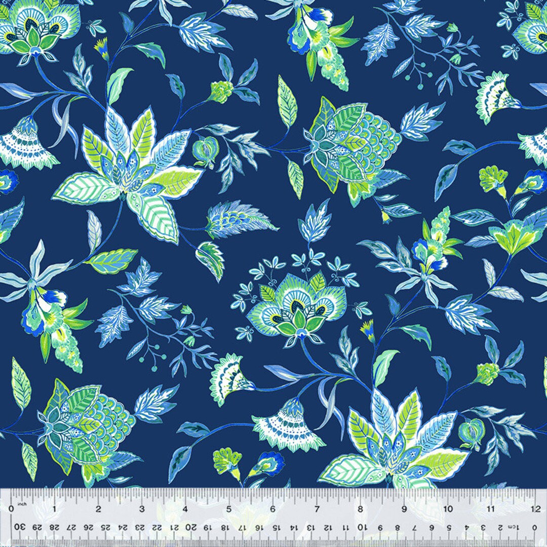 Promenade-peacock Prance-royal Blue-whistler Studios-promenade Collection-windham Fabrics-100% ...