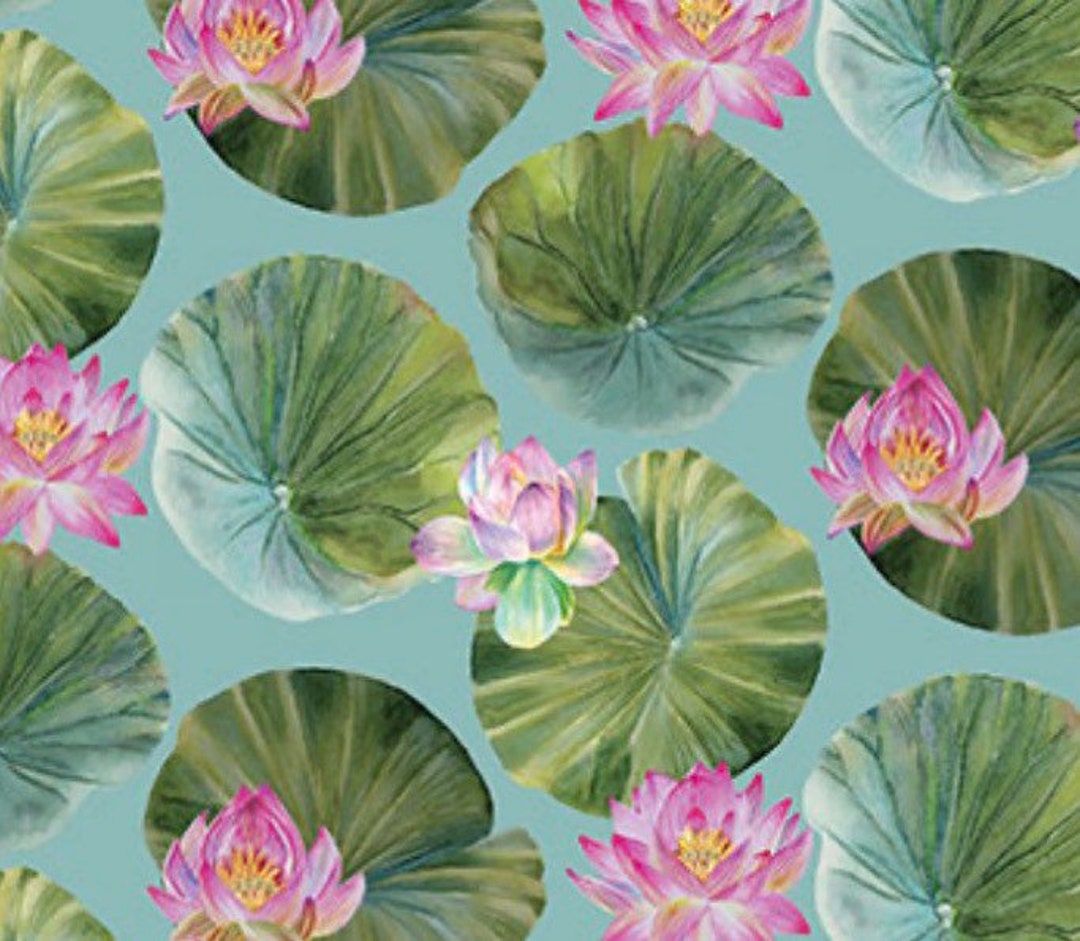 Lily Pads-seafoam Floral-water Lilies Collection-northcott Fabrics ...