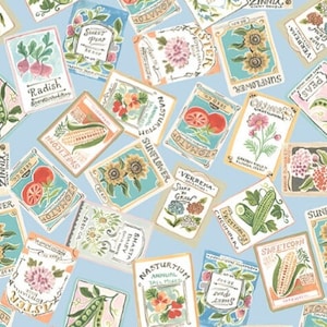 Robin-seed Packets-sky-clare Therese Gray-windham Fabrics-100% Cotton ...