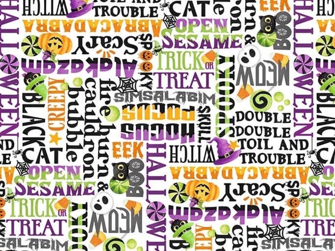 Halloween Words-purple-orange-lime-black-double Bubble Kitty Trouble ...