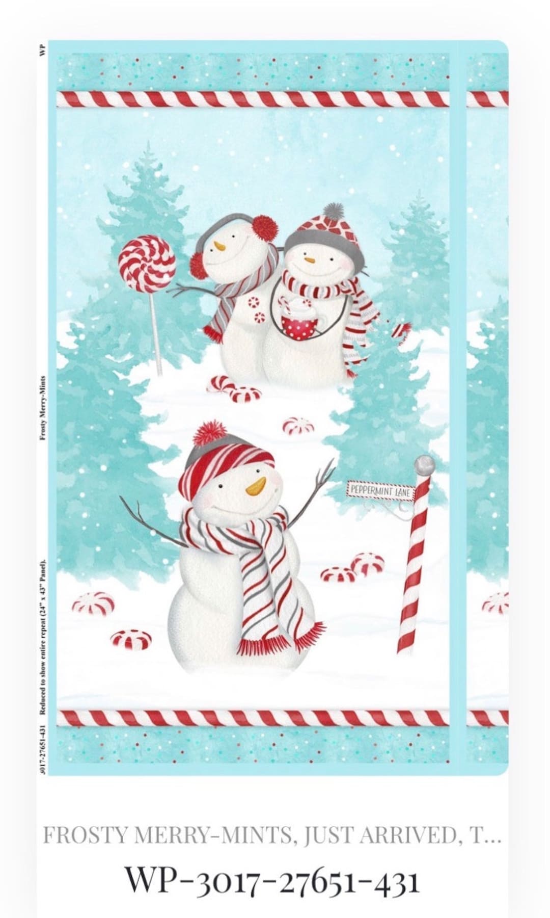 Snowman and Candy Wonderland-panel-24” X 43”-frosty Merry Mints ...
