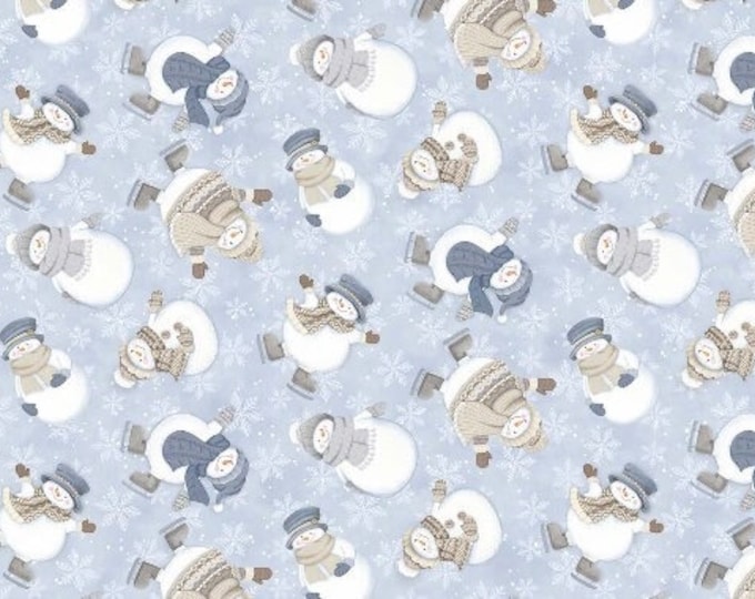 Snowman Toss-light Blue-flannel-snow Much Fun-by Deborah Edwards ...