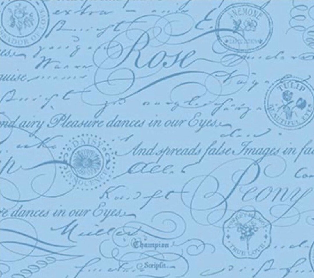 Something Blue-script-light Blue-northcott Fabrics-100% Quilting Cotton ...