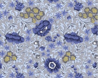 Tailing Blooms-navy Blue Indigo-metallic-windham Fabrics-isobel ...