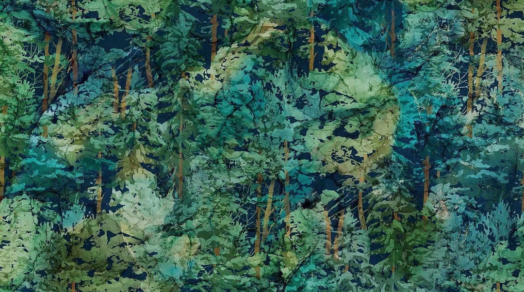Cedarcrest Falls-dark Trees-dark Teal-northcott Fabrics-deborah Edwards ...