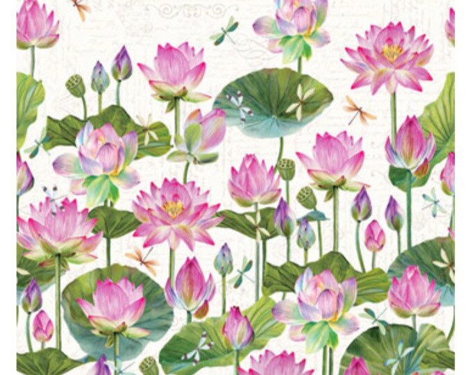 Water Lilies-full Width Border-cream-pattern Repeat 24”-northcott ...
