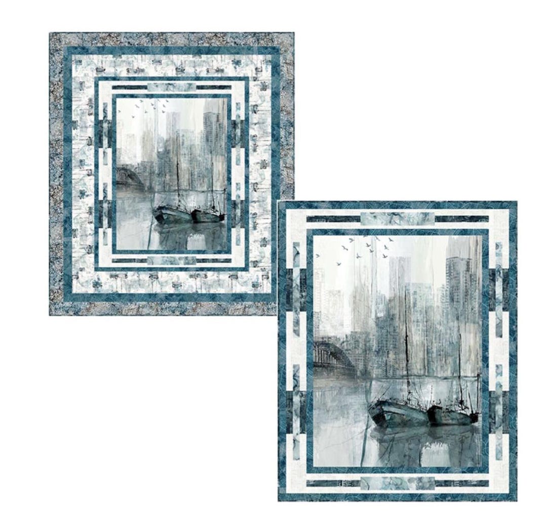 City Harbor Pattern-quilt 55” X65” and 35” X45” Throw or Hanging-cathey ...