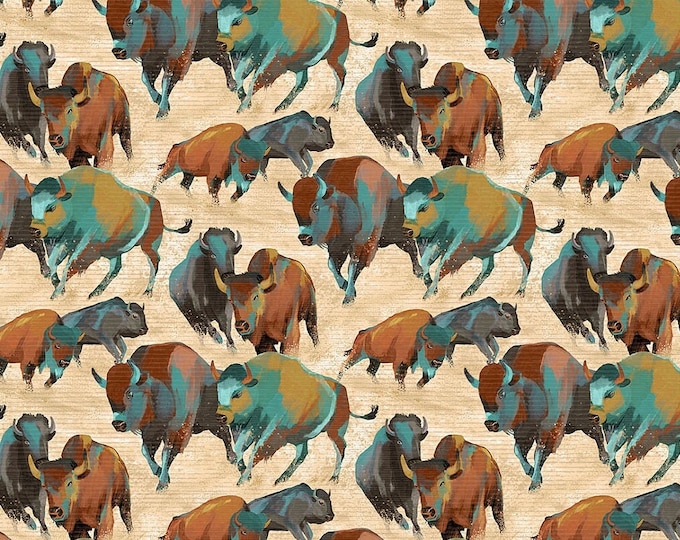 Southwest Vista-bison-buffalo-deborah Edwards-northcott Fabrics-100 % ...
