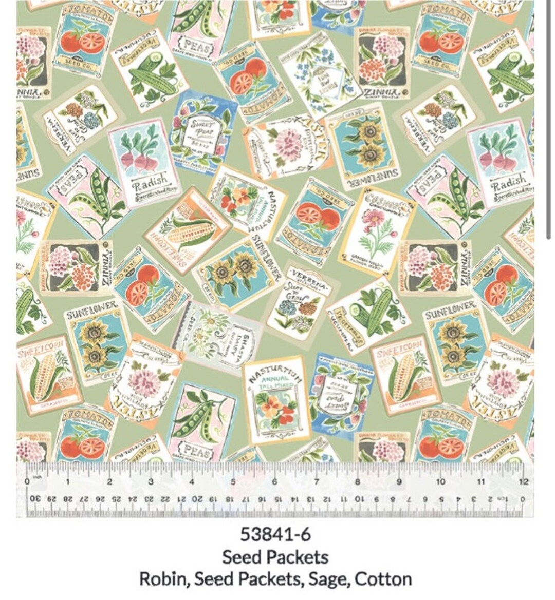 Robin-seed Packets-sage-clare Therese Gray-windham Fabrics-100% Cotton ...