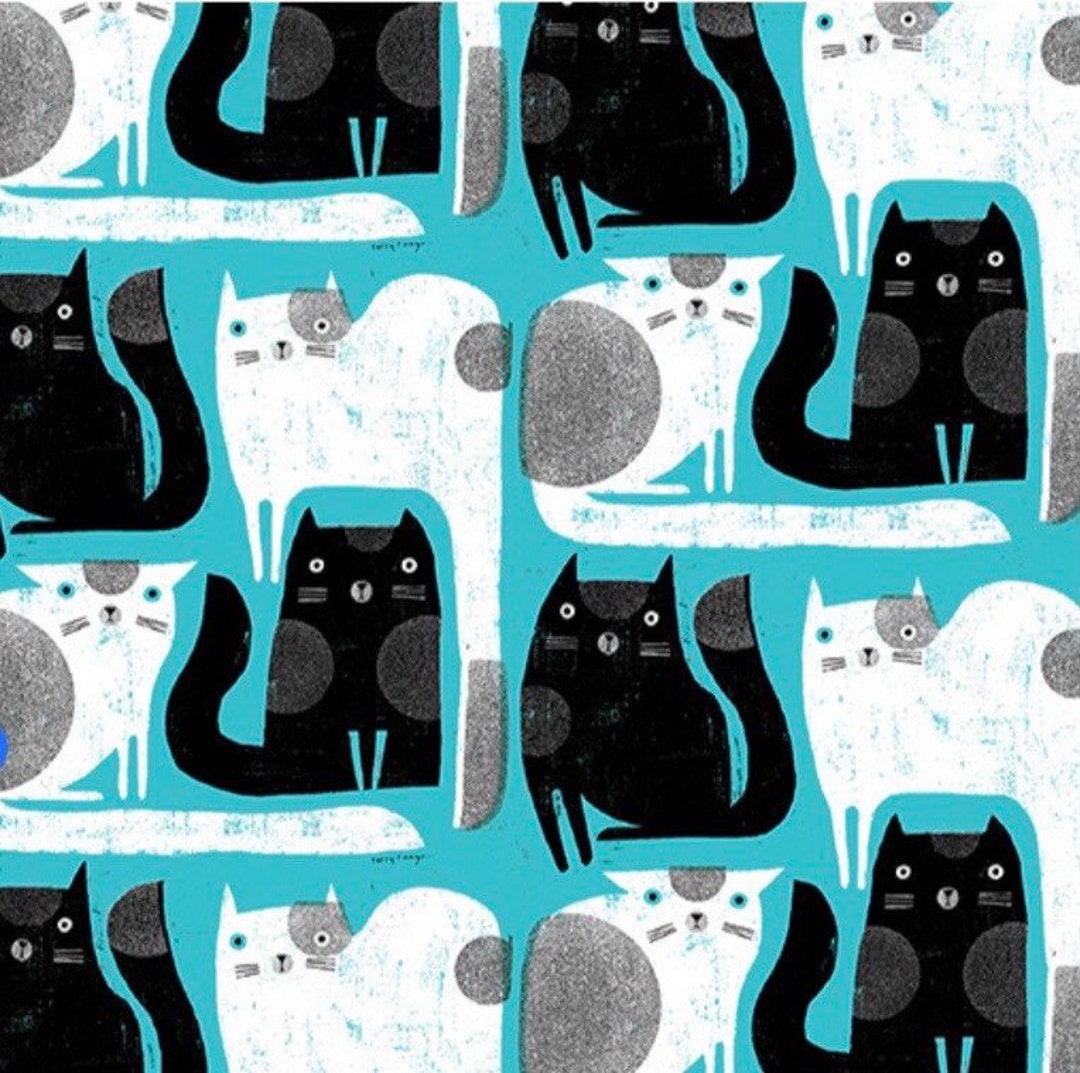Puzzle Cats-dark Turquoise-purrfect Cats Collection-benartex-terry ...