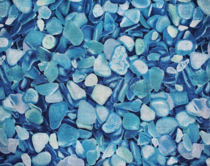 Packed Blue Sea Glass-ocean- Timeless Treasures-beach Dreams Collection ...