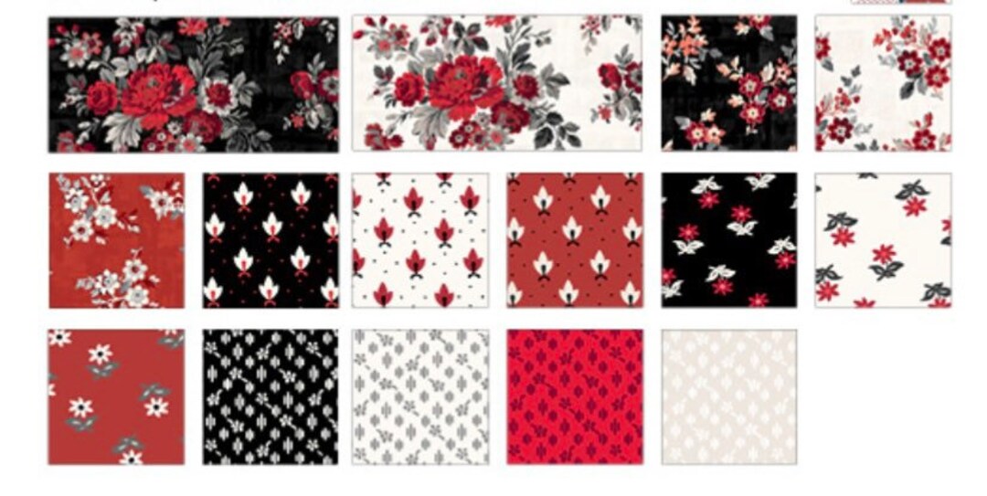 Ruby-red and Black Fat Quarter Bundle-15 Piece-ruby Collection-whistler ...