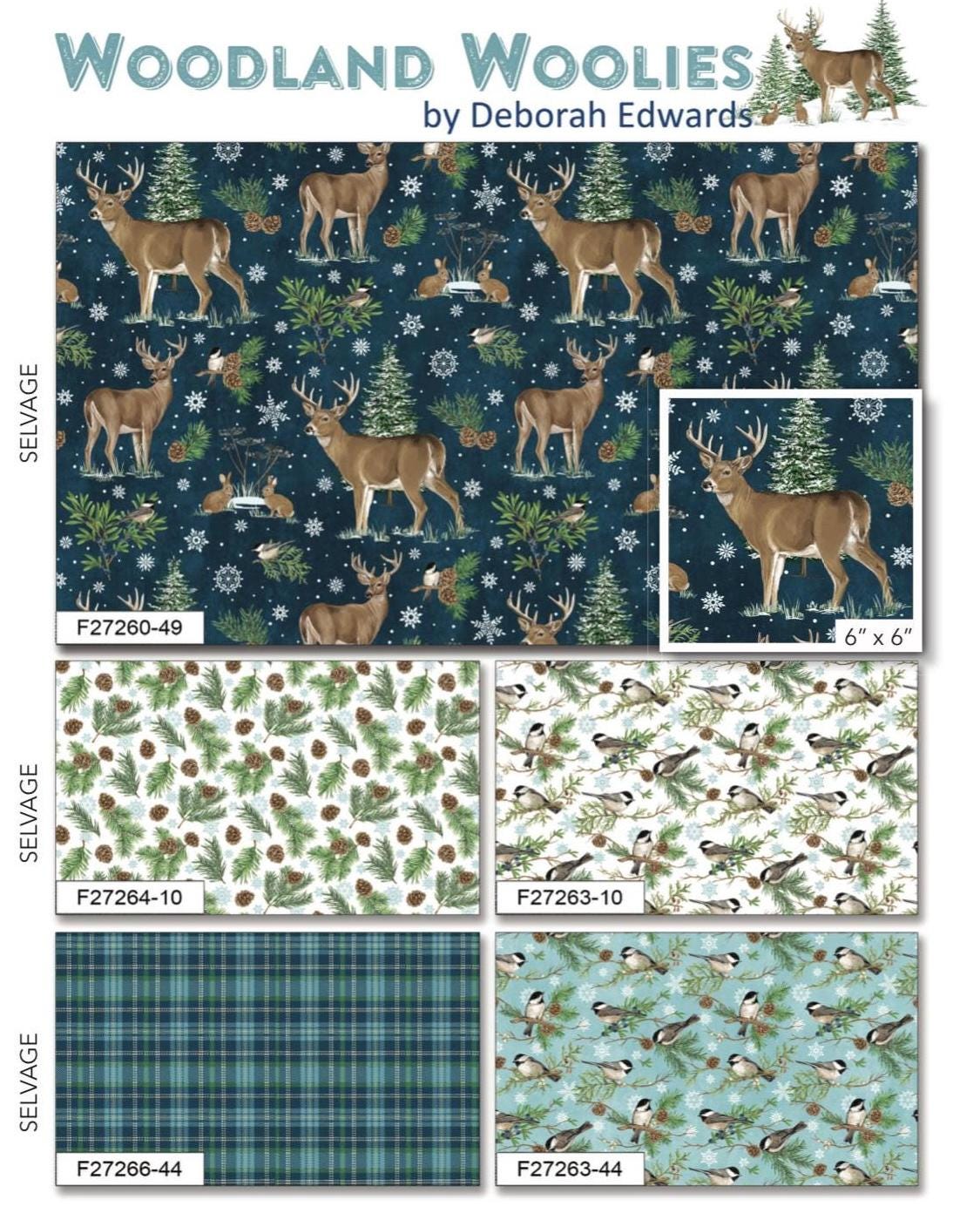 Snowflake-white and Blue-flannel-woodland Woolies Collection-by Deborah ...