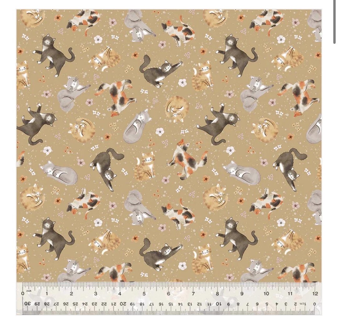 Petal and Purr-feline Friends-taupe-cat-kitty-whistler-windham Fabrics ...