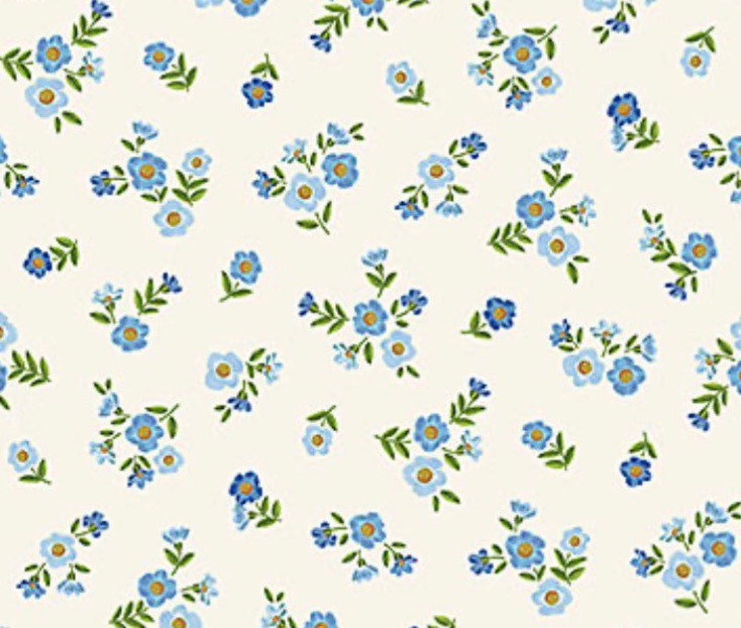 Something Blue-calico-floral-cream-northcott Fabrics-100% Quilting ...